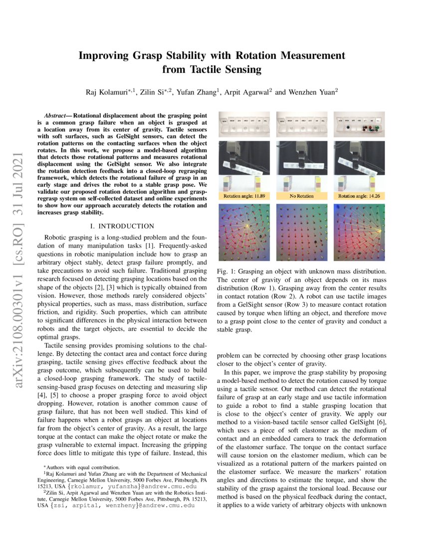 Improving Grasp Stability with Rotation Measurement from Tactile ...