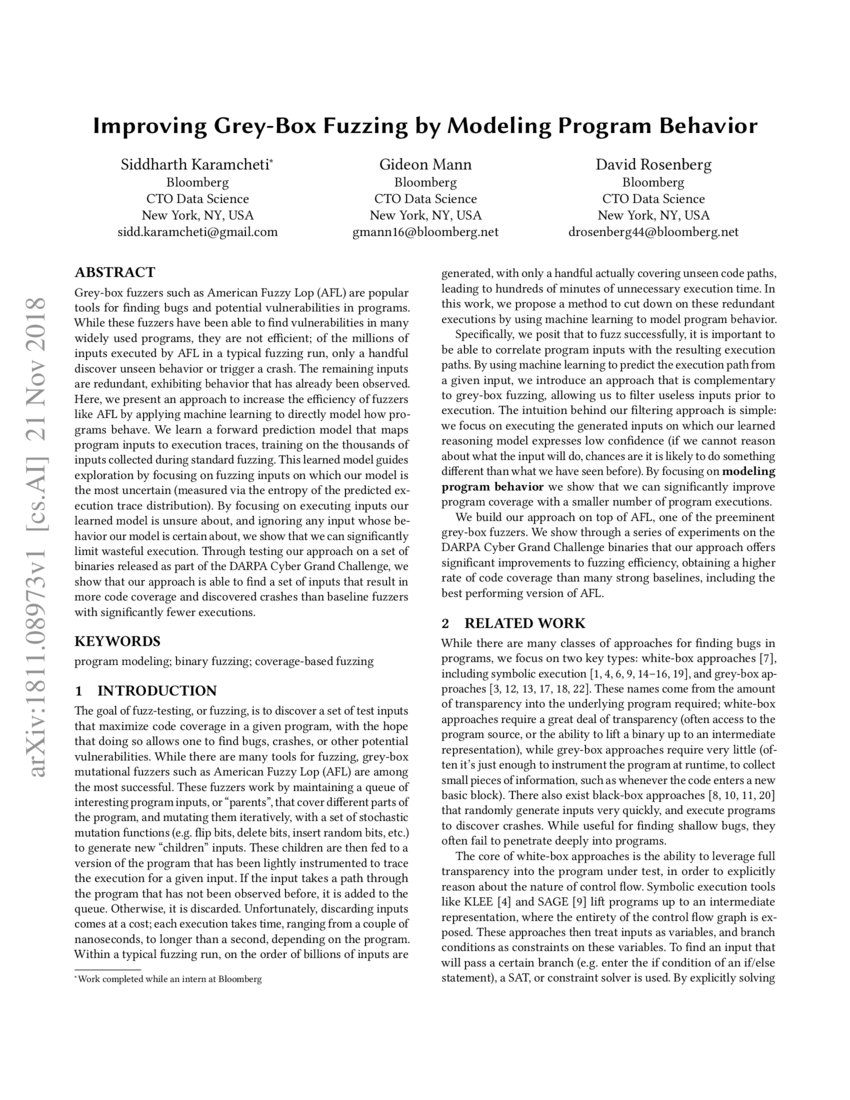 Improving Grey-Box Fuzzing by Modeling Program Behavior | DeepAI