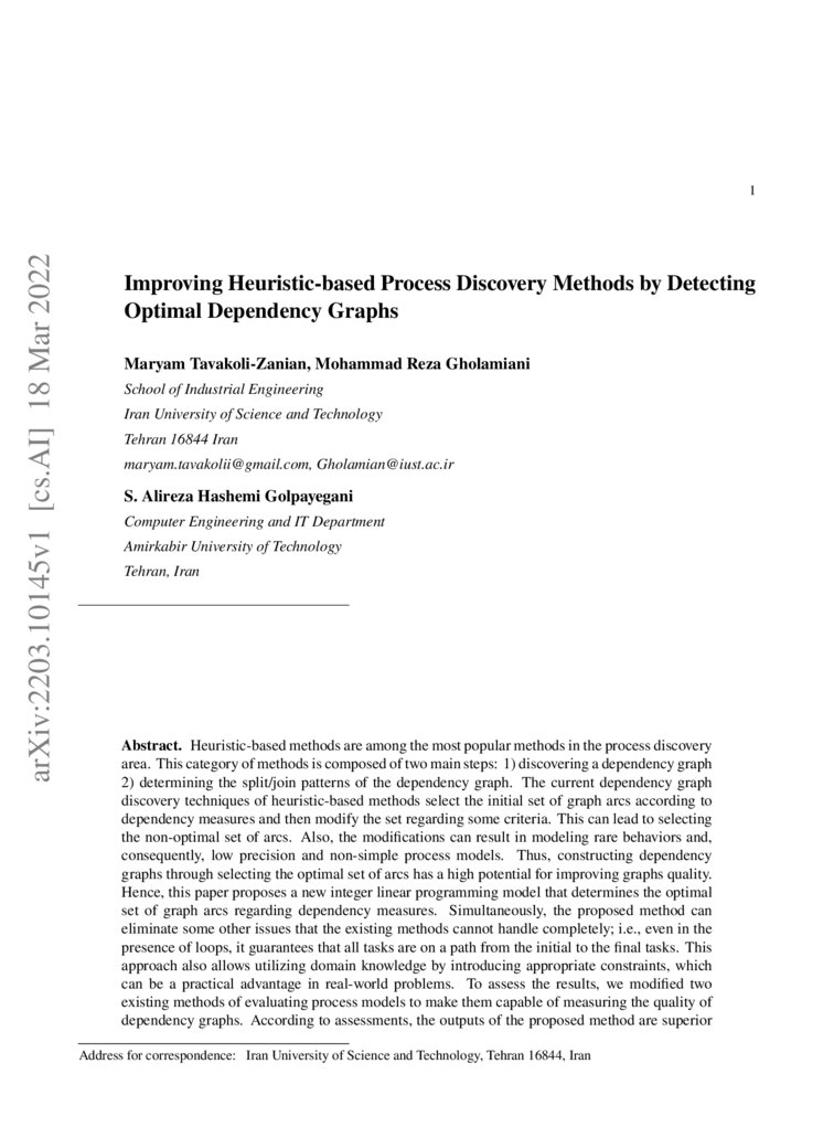 Improving Heuristic-based Process Discovery Methods by Detecting Optimal Dependency Graphs | DeepAI