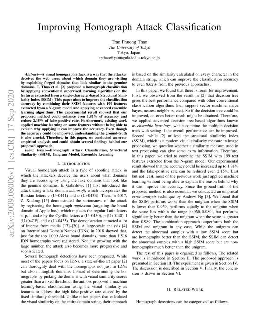 Improving Homograph Attack Classification | DeepAI