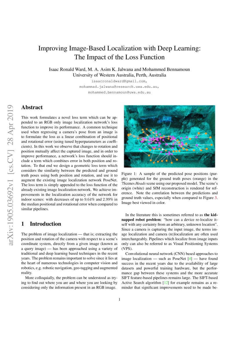 Improving Image-Based Localization with Deep Learning: The Impact of the Loss Function | DeepAI