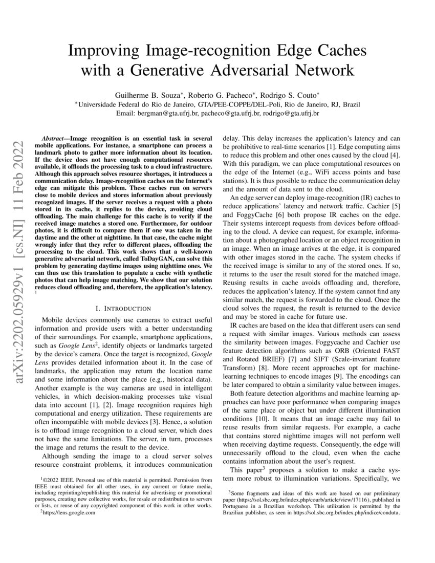 Improving Image-recognition Edge Caches with a Generative Adversarial Network | DeepAI