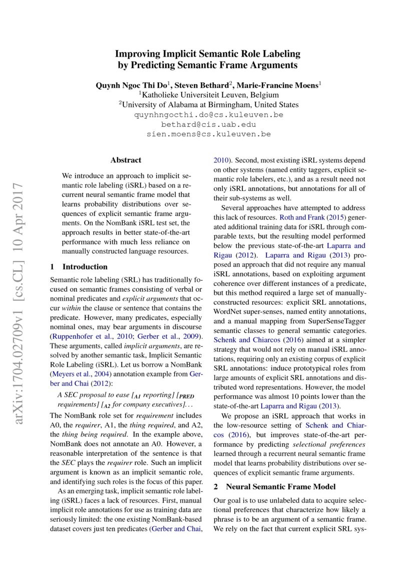 Improving Implicit Semantic Role Labeling By Predicting Semantic Frame Arguments Deepai