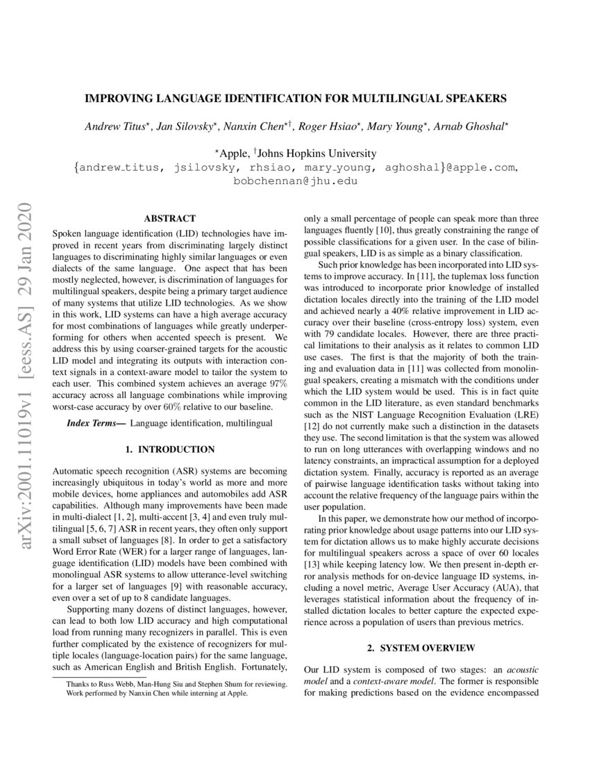 Improving Language Identification for Multilingual Speakers | DeepAI