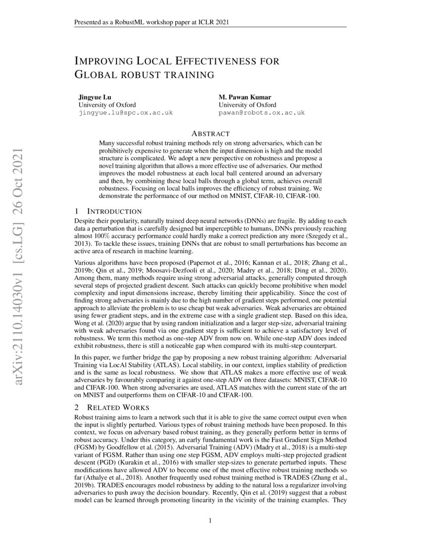 Improving Local Effectiveness for Global robust training | DeepAI