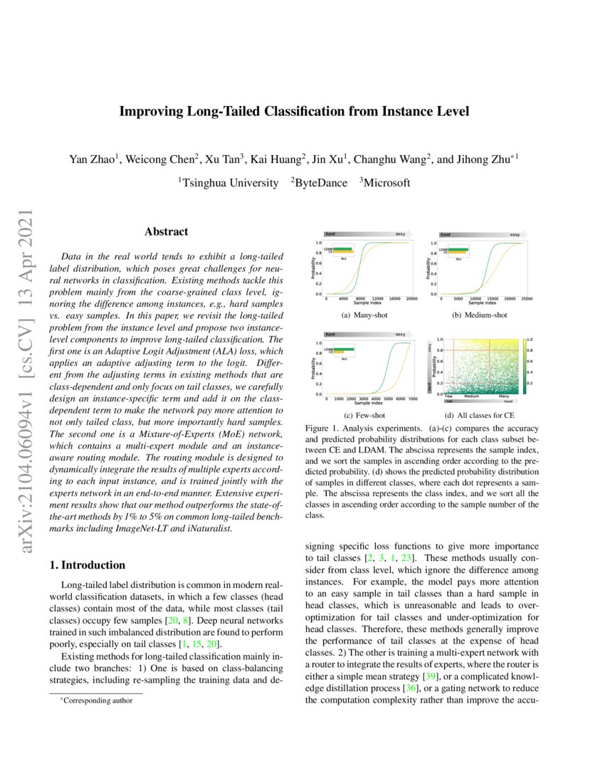 Improving Long-Tailed Classification from Instance Level | DeepAI
