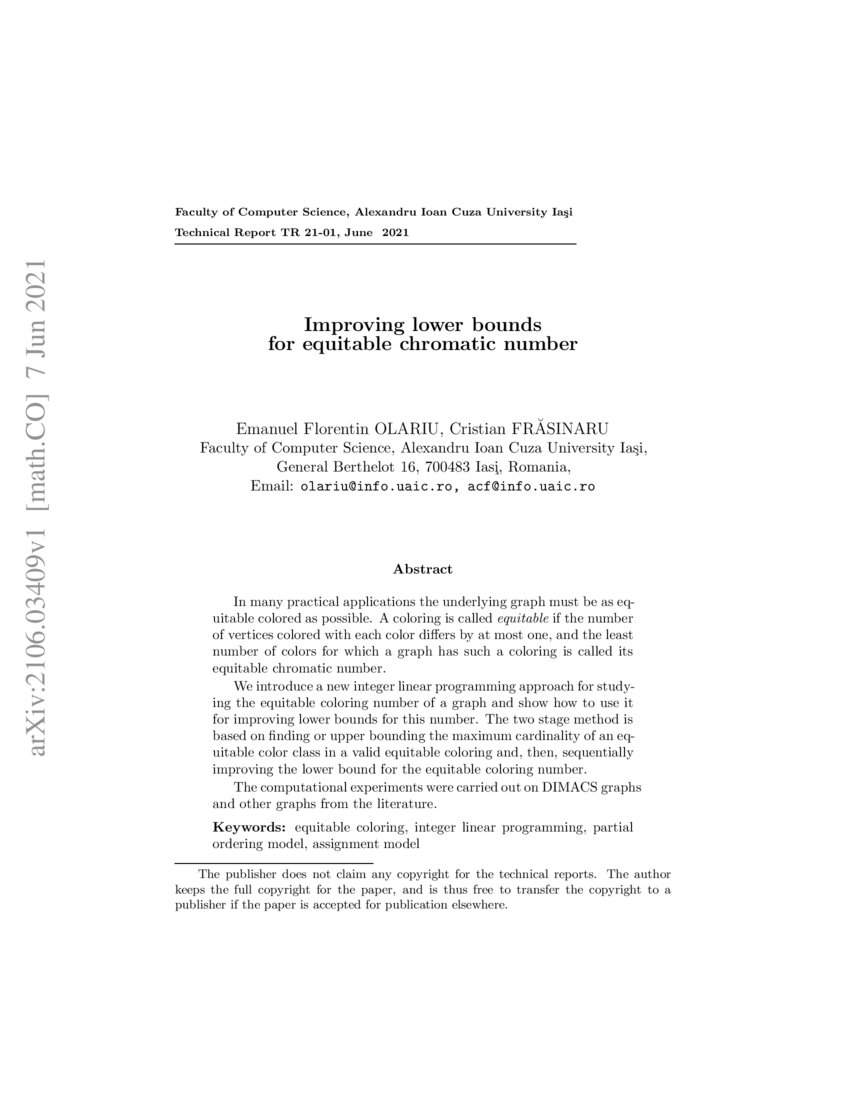 Improving Lower Bounds for Equitable Chromatic Number | DeepAI