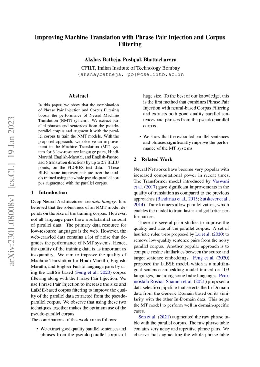 Improving Machine Translation with Phrase Pair Injection and Corpus Filtering | DeepAI