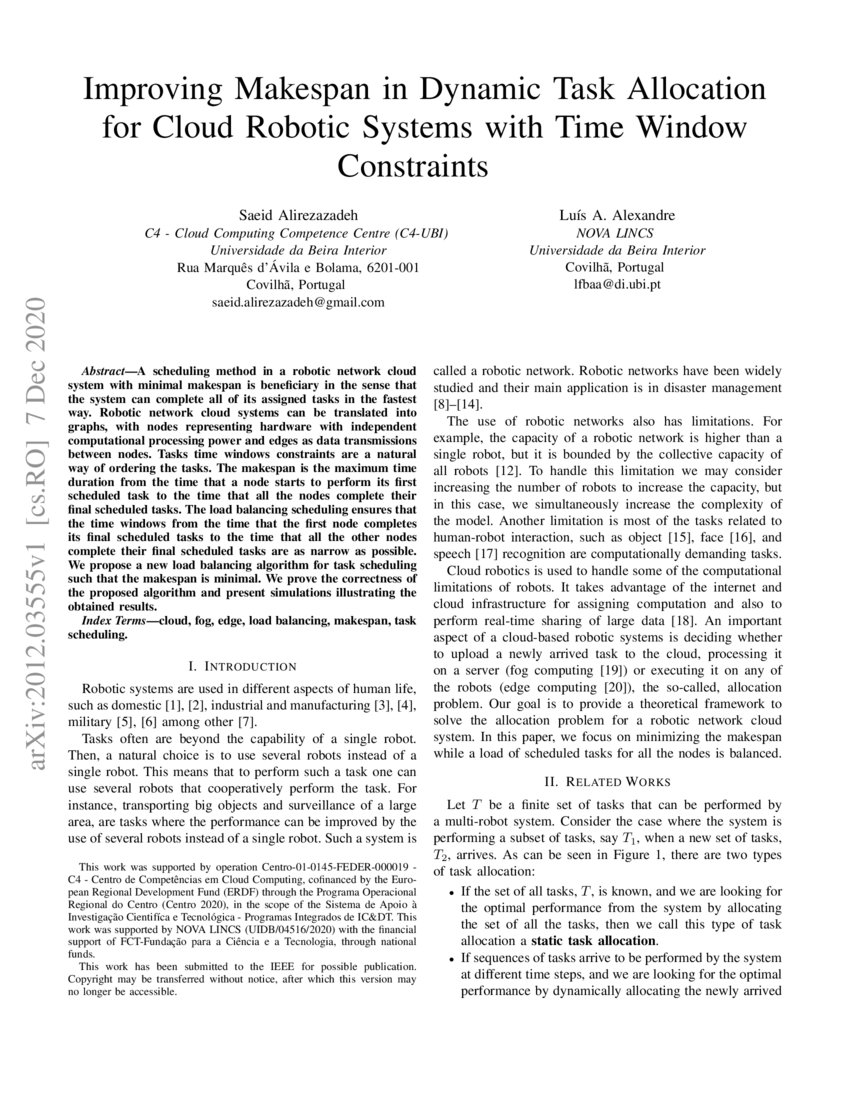 Improving Makespan in Dynamic Task Allocation for Cloud Robotic Systems with Time Window ...