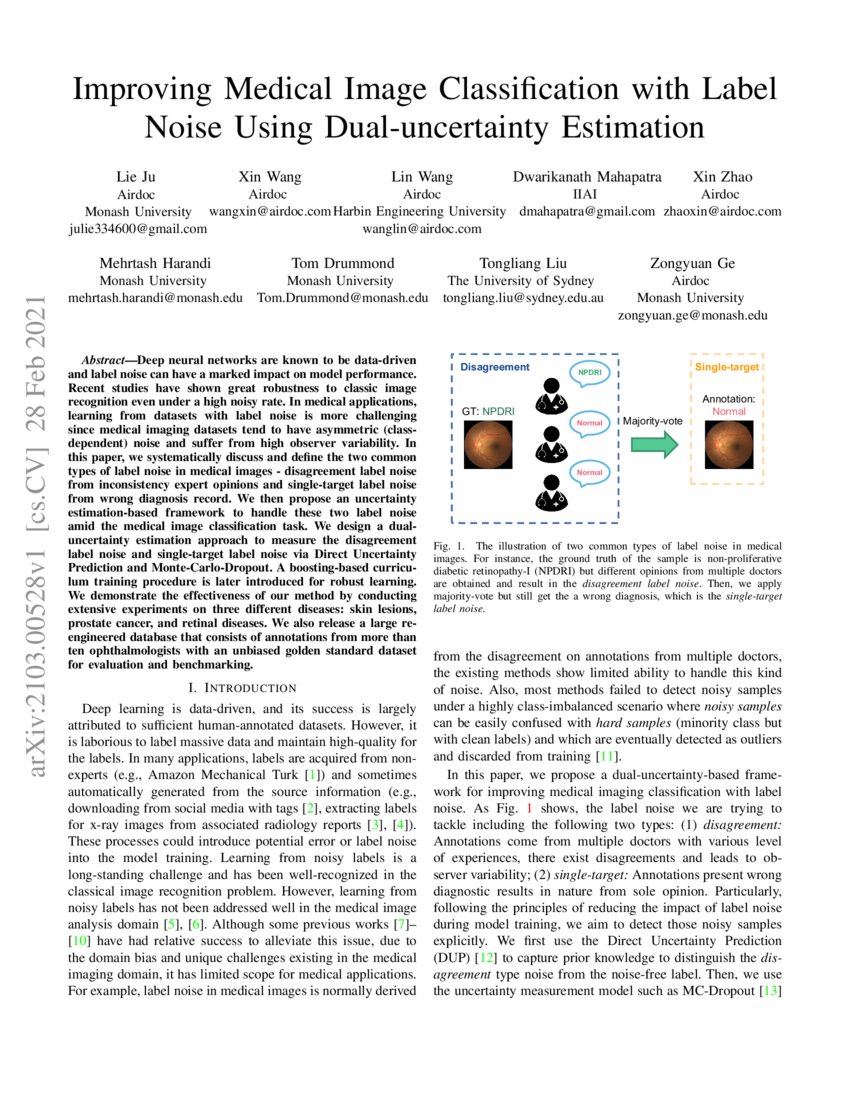 Improving Medical Image Classification with Label Noise Using Dual ...