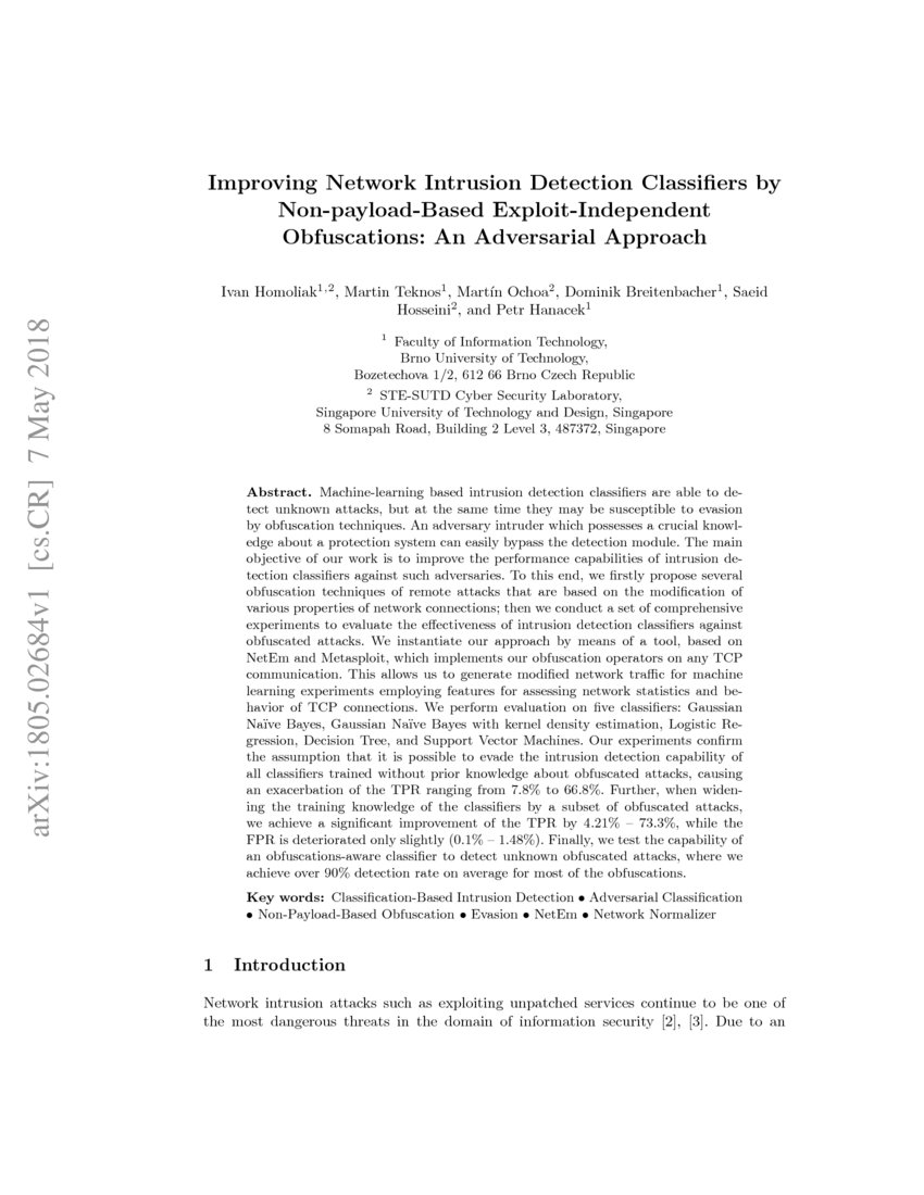 Improving Network Intrusion Detection Classifiers by Non-payload-Based Exploit-Independent ...