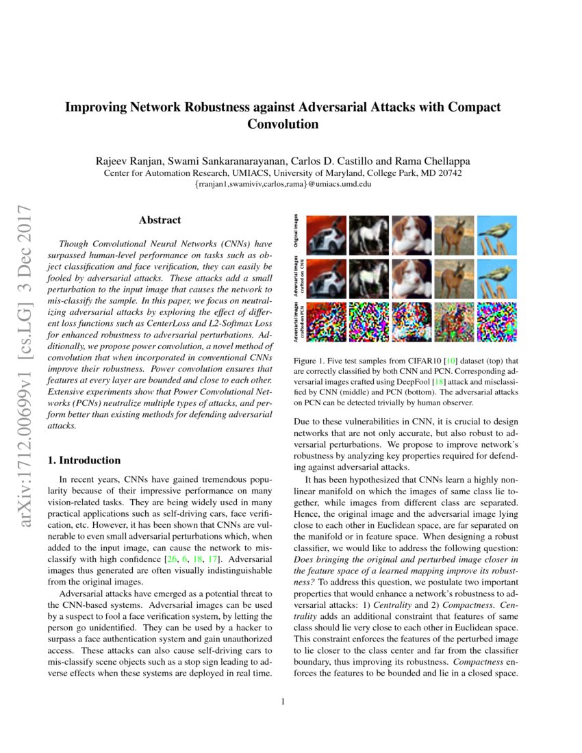 Improving Network Robustness against Adversarial Attacks with Compact ... Improving Network Robustness against Adversarial Attacks with Compact ...