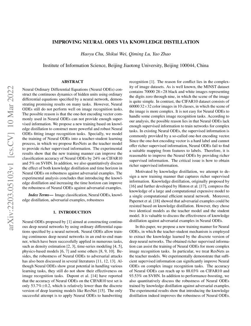Improving Neural ODEs via Knowledge Distillation | DeepAI