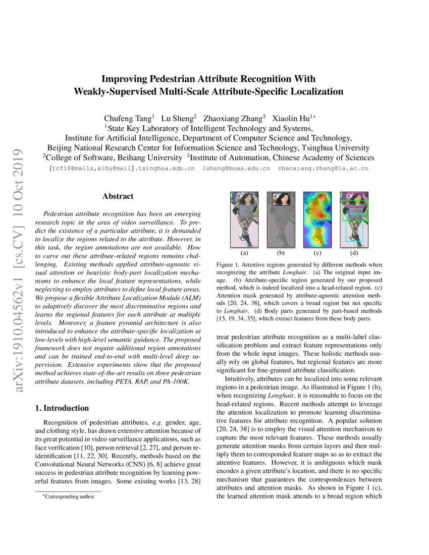 Improving Pedestrian Attribute Recognition With Weakly-Supervised Multi-Scale Attribute-Specific ...