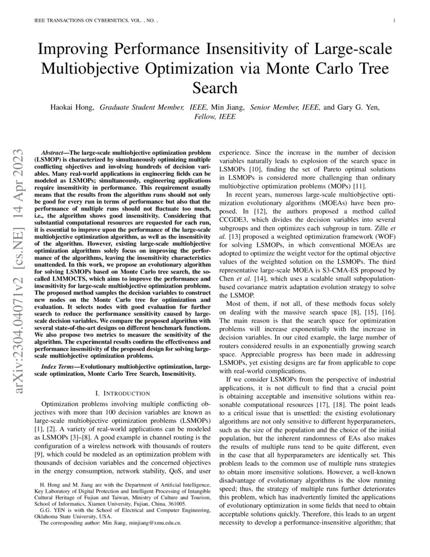 Improving Performance Insensitivity Of Large Scale Multiobjective Optimization Via Monte Carlo