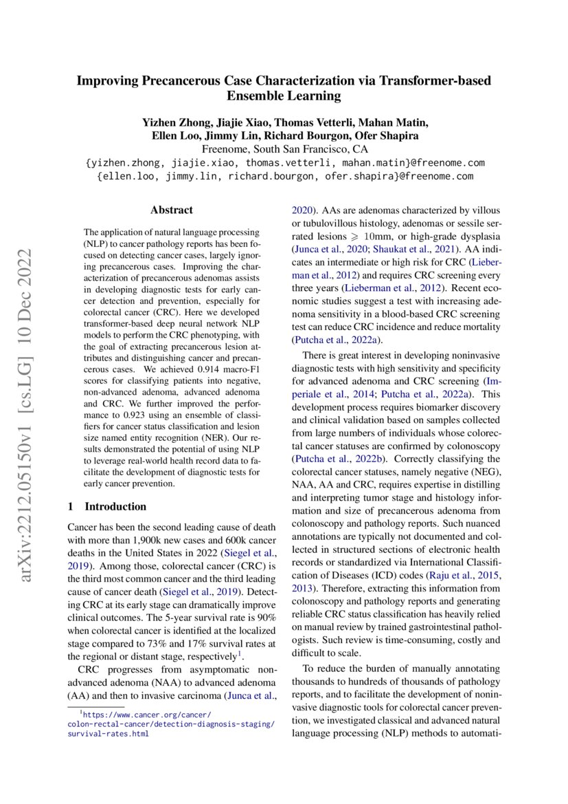 Improving Precancerous Case Characterization via Transformer-based Ensemble Learning | DeepAI
