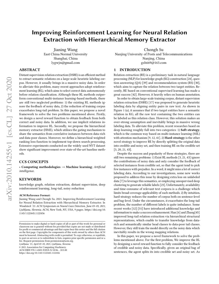 Improving Reinforcement Learning For Neural Relation Extraction With