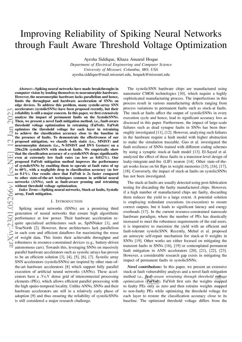 Improving Reliability of Spiking Neural Networks through Fault Aware Threshold Voltage ...