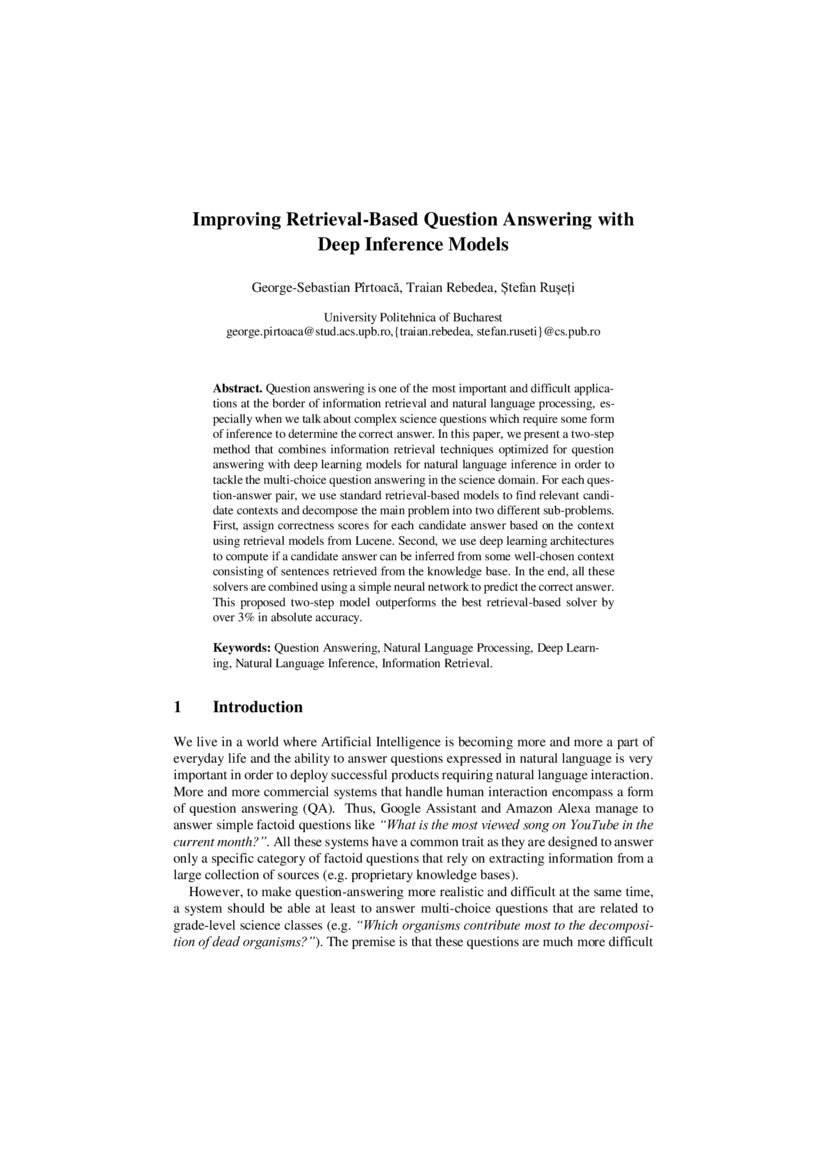 Improving Retrieval-Based Question Answering with Deep Inference Models ... Improving Retrieval-Based Question Answering with Deep Inference Models ...