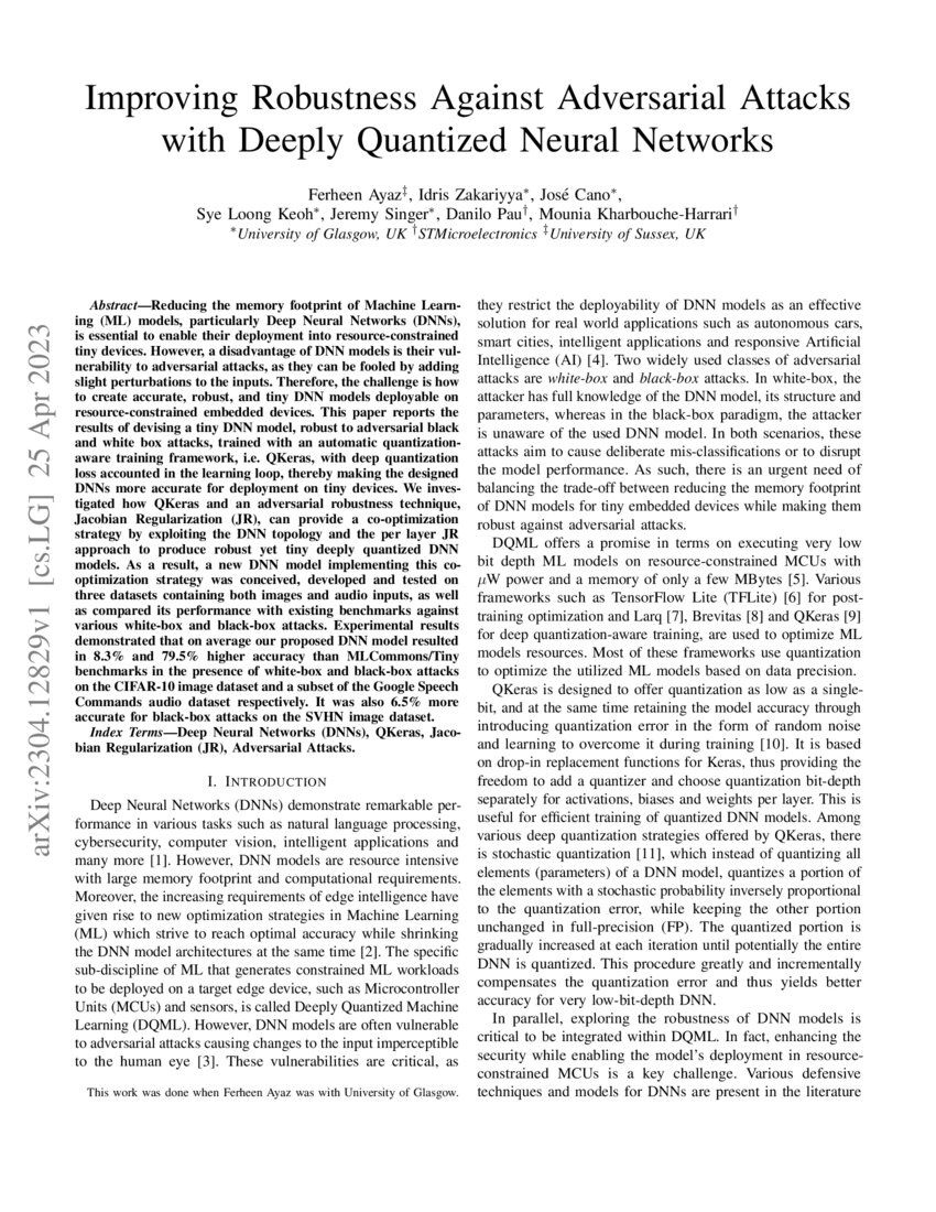 Improving Robustness Against Adversarial Attacks with Deeply Quantized ... Improving Robustness Against Adversarial Attacks with Deeply Quantized ...