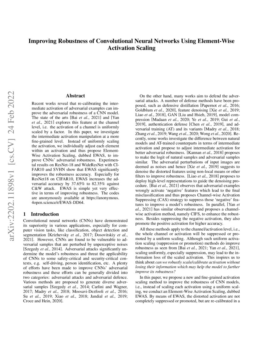 Improving Robustness Of Convolutional Neural Networks Using Element Wise Activation Scaling Deepai