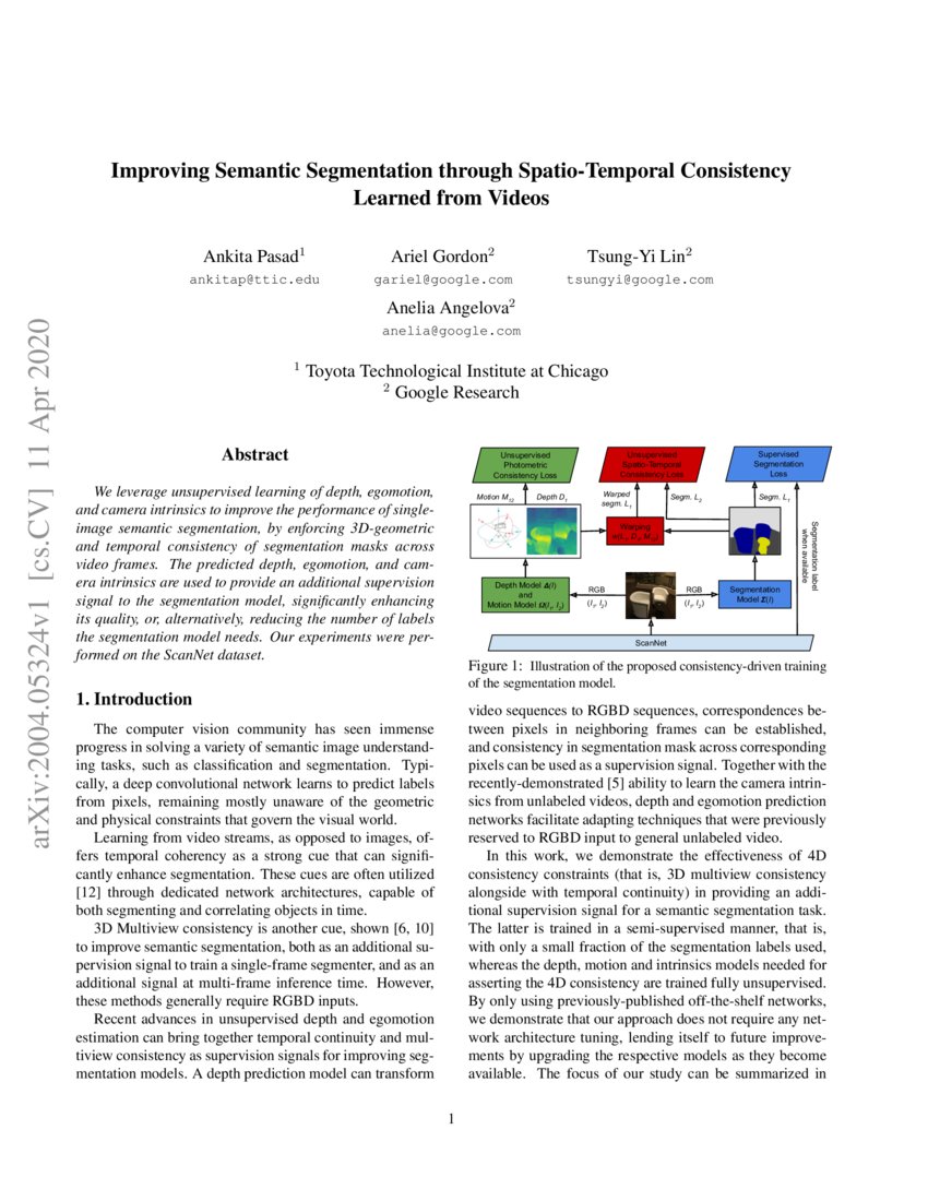 Improving Semantic Segmentation Through Spatio Temporal Consistency