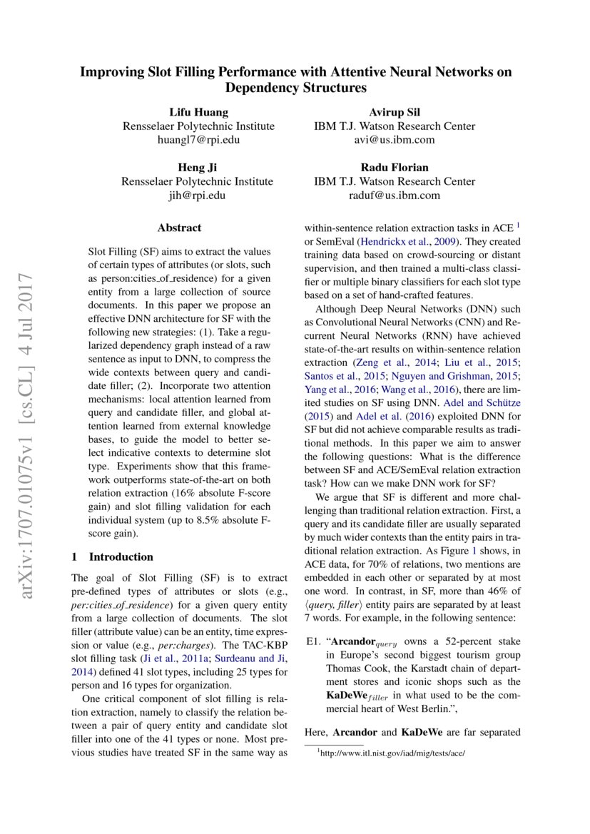 Improving Slot Filling Performance With Attentive Neural Networks On Dependency Structures Deepai