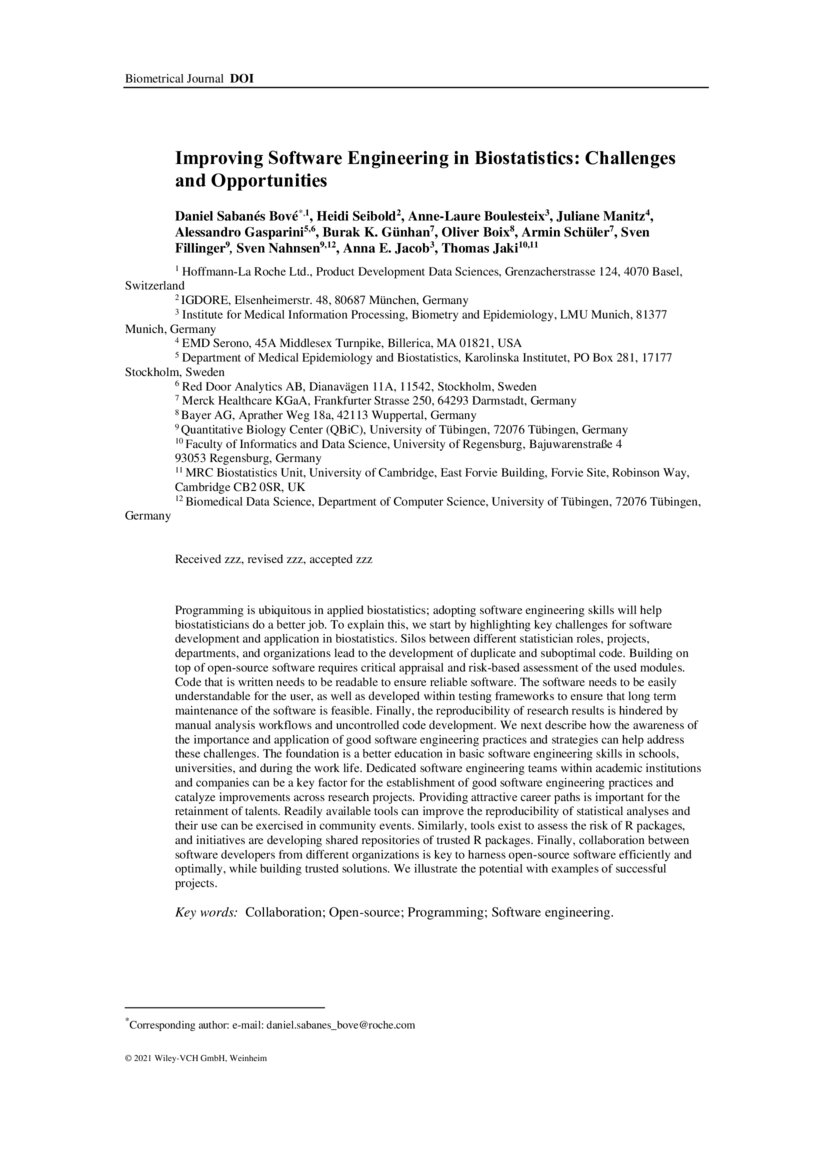 Improving Software Engineering In Biostatistics Challenges And Opportunities Deepai