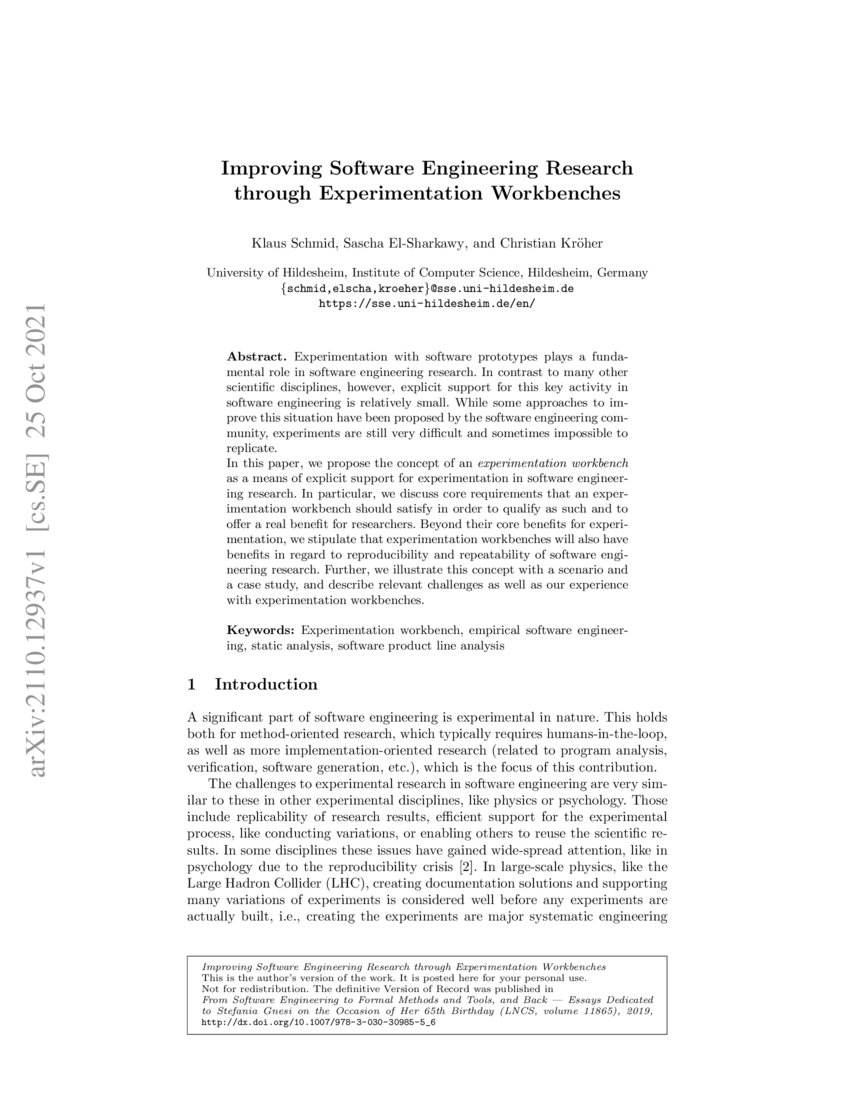 Improving Software Engineering Research through Experimentation ...
