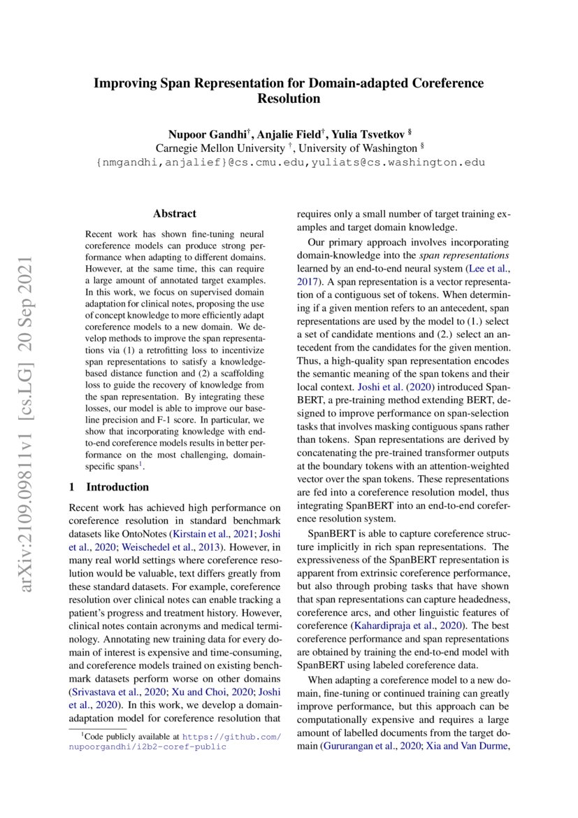 Improving Span Representation For Domain Adapted Coreference Resolution