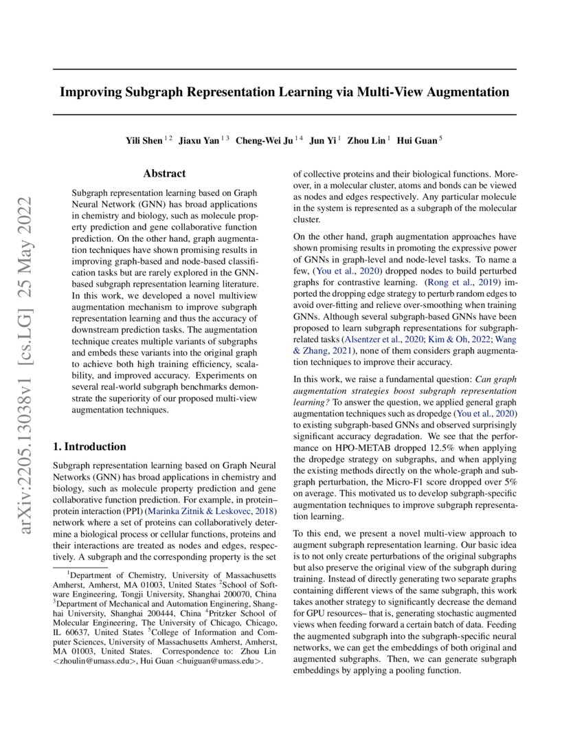 Improving Subgraph Representation Learning Via Multi View Augmentation Deepai 