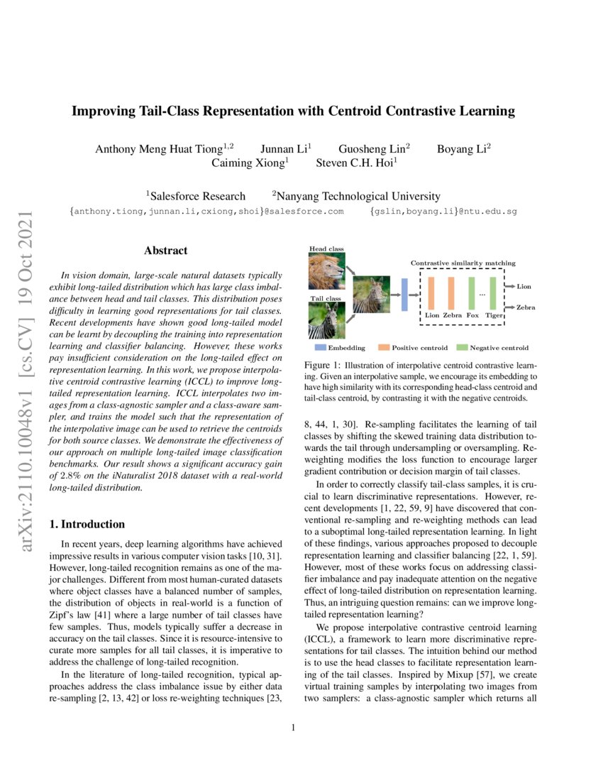 Improving Tail-Class Representation with Centroid Contrastive Learning | DeepAI