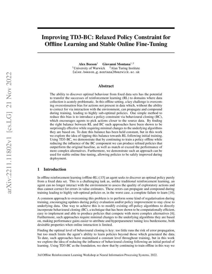 Improving Td3 Bc Relaxed Policy Constraint For Offline Learning And 9261