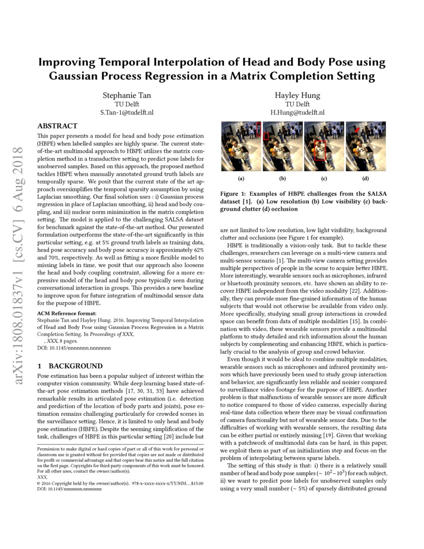 Improving Temporal Interpolation of Head and Body Pose using Gaussian ... Improving Temporal Interpolation of Head and Body Pose using Gaussian ...