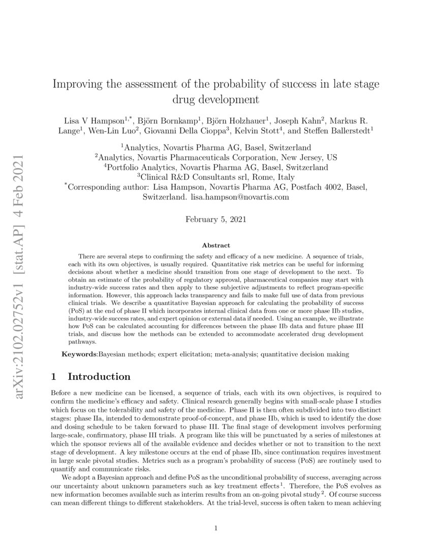 Improving the assessment of the probability of success in late stage ...