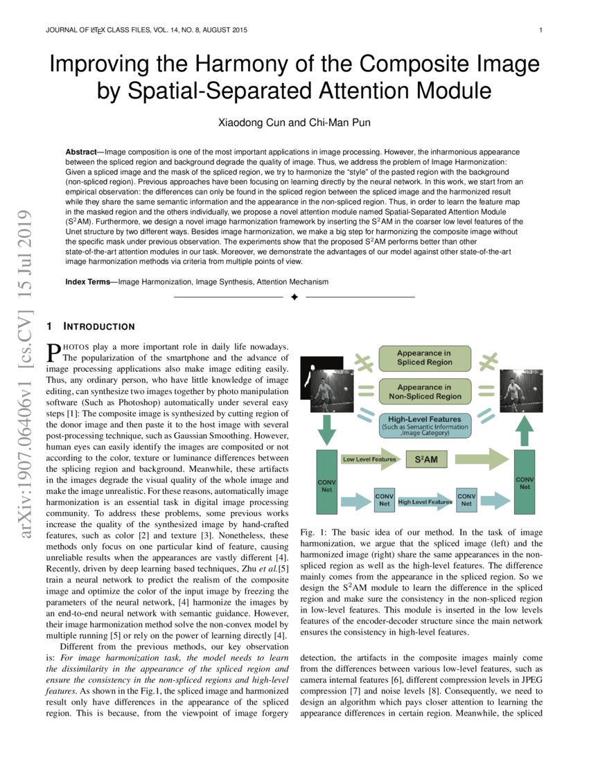 Improving the Harmony of the Composite Image by Spatial-Separated Attention Module | DeepAI