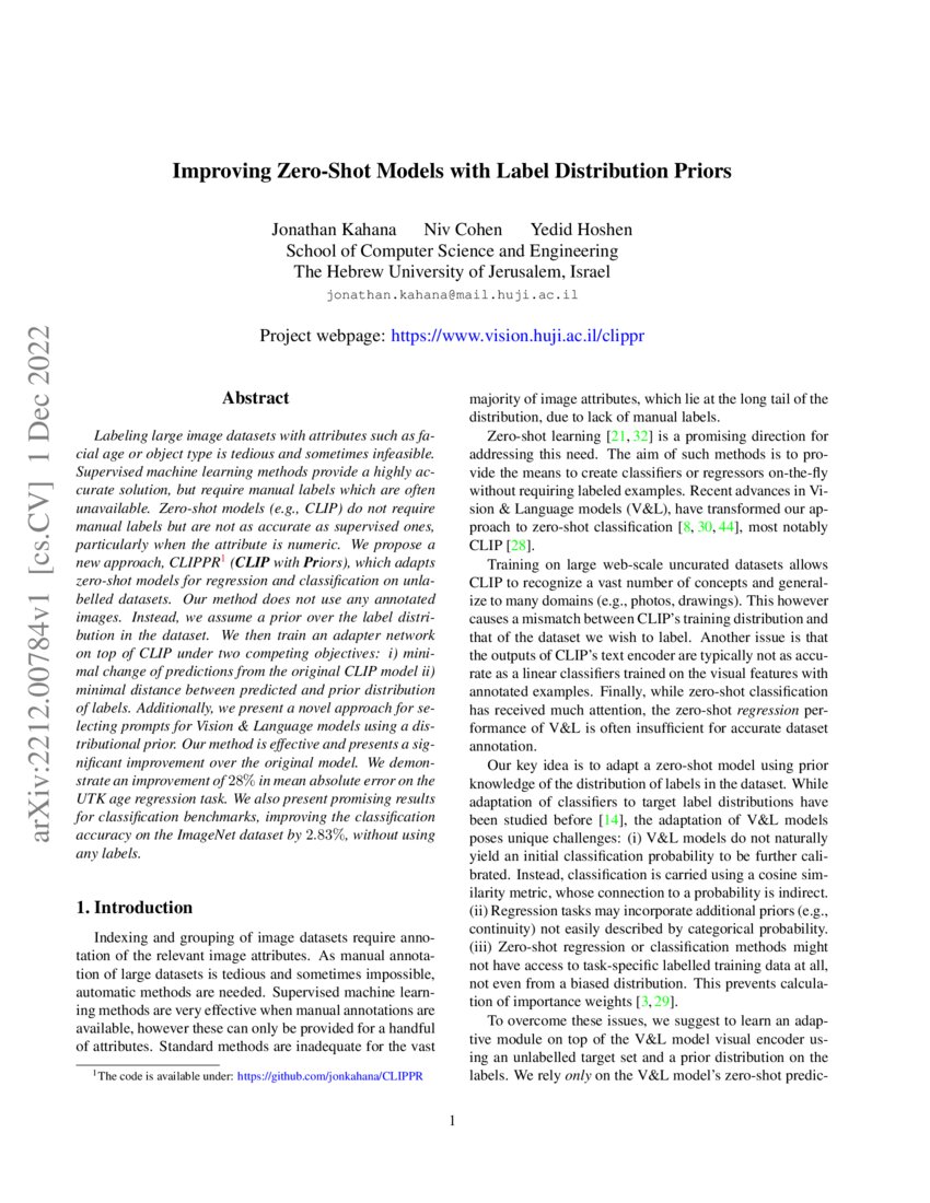 Improving Zero Shot Models With Label Distribution Priors Deepai