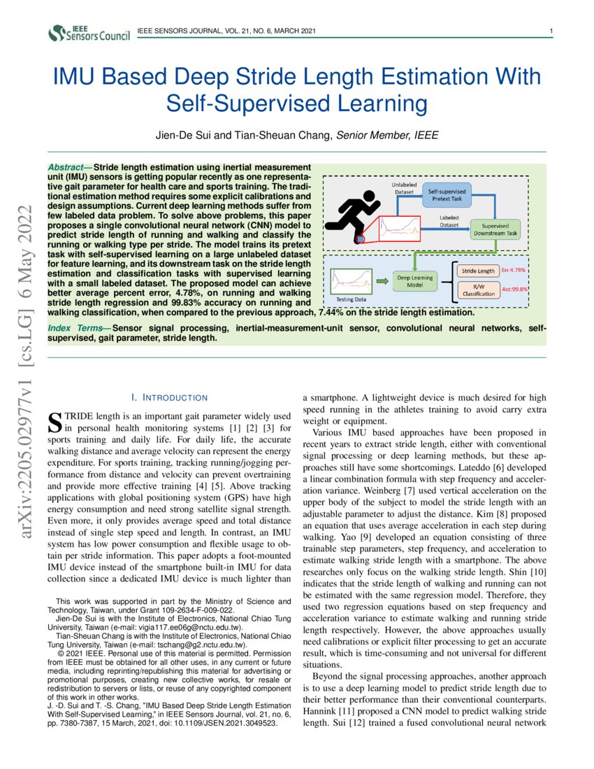IMU Based Deep Stride Length Estimation With Self-Supervised Learning | DeepAI