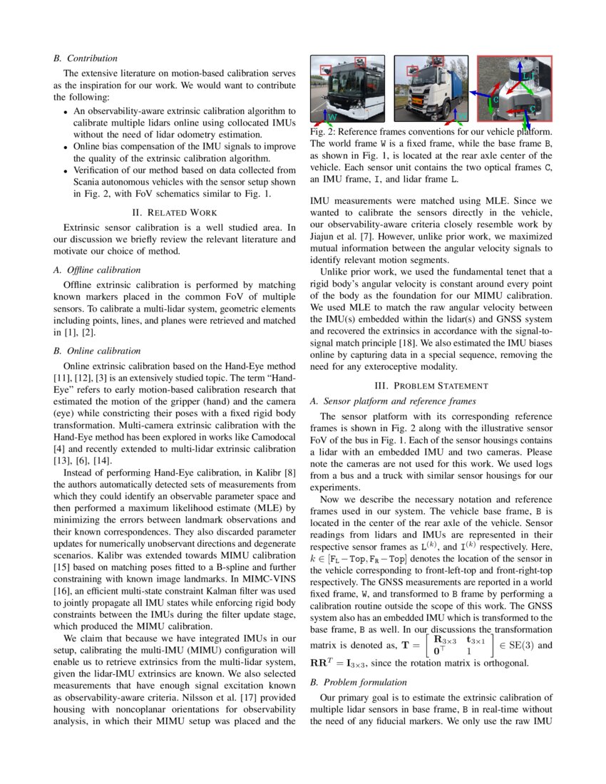 Imu Based Online Multi Lidar Calibration Without Lidar Odometry Deepai 