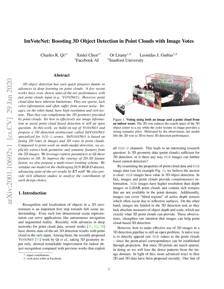 Imvotenet Boosting 3d Object Detection In Point Clouds With Image Votes Deepai