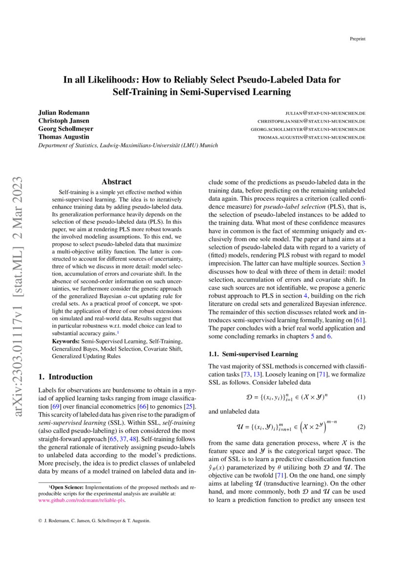 In All Likelihoods How To Reliably Select Pseudo Labeled Data For Self Training In Semi