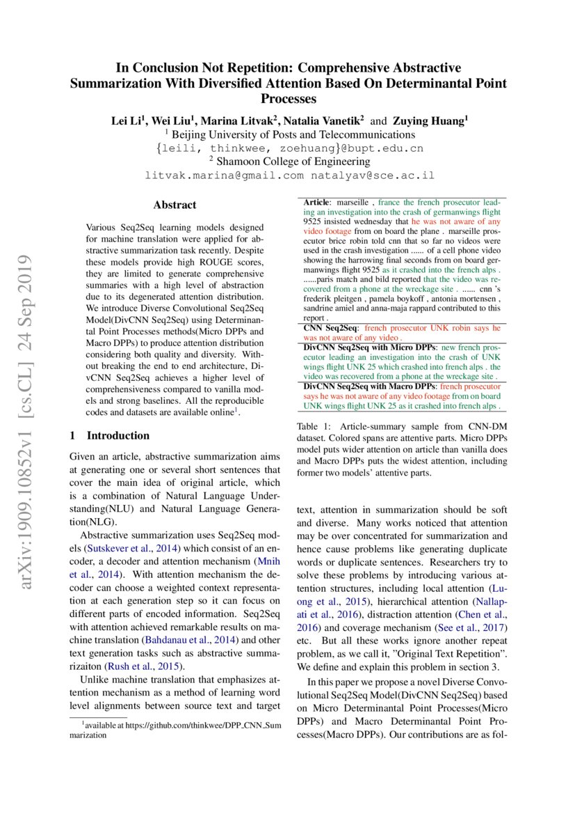 In Conclusion Not Repetition: Comprehensive Abstractive Summarization ...
