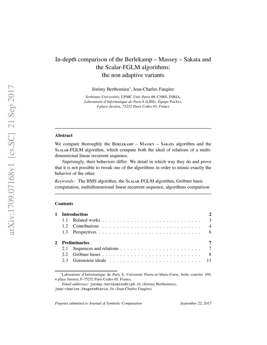 In Depth Comparison Of The Berlekamp Massey Sakata And The Scalar Fglm Algorithms The Non