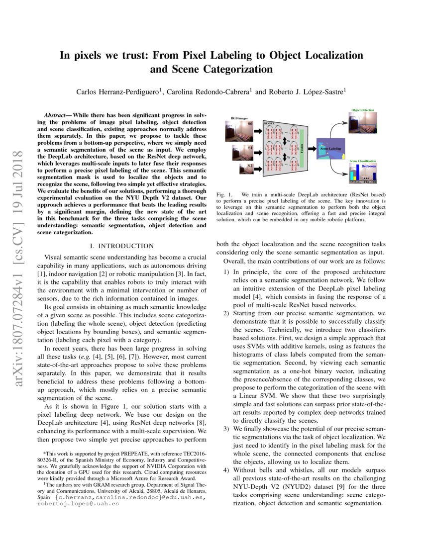 In Pixels We Trust From Pixel Labeling To Object Localization And Scene Categorization Deepai
