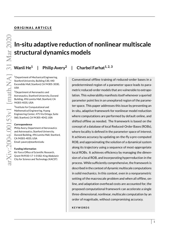 In Situ Adaptive Reduction Of Nonlinear Multiscale Structural Dynamics Models Deepai