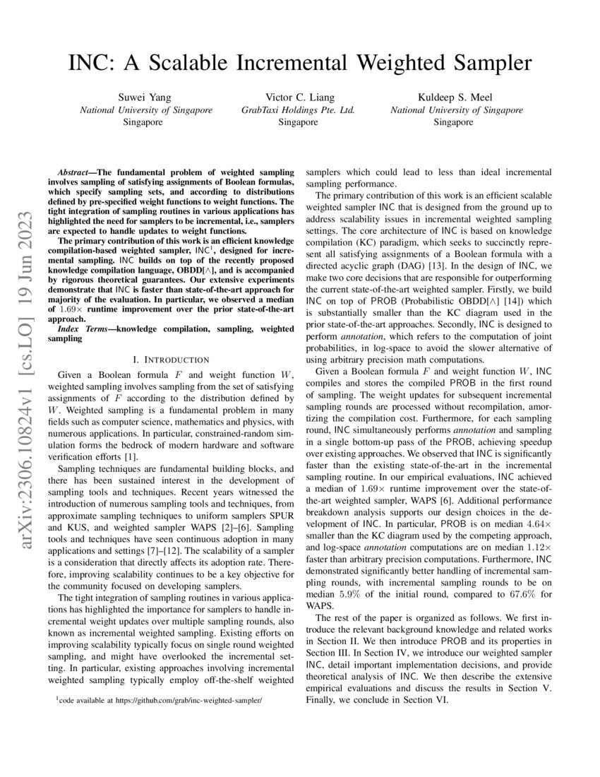 INC: A Scalable Incremental Weighted Sampler | DeepAI