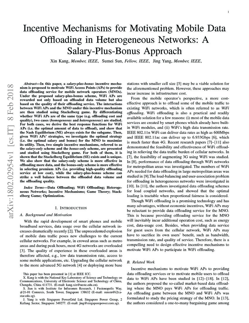 Incentive Mechanisms for Motivating Mobile Data Offloading in ...
