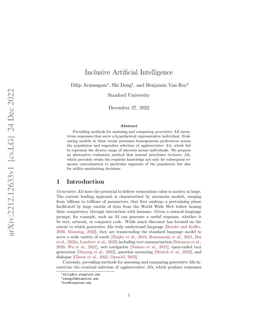 Inclusive Artificial Intelligence | DeepAI