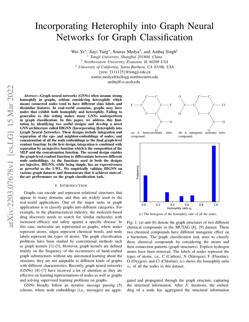 Incorporating Heterophily into Graph Neural Networks for Graph Classification | DeepAI