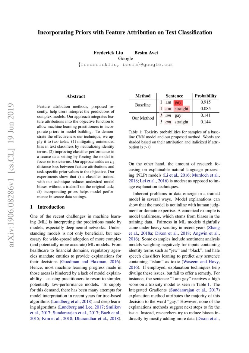 Incorporating Priors with Feature Attribution on Text Classification ...
